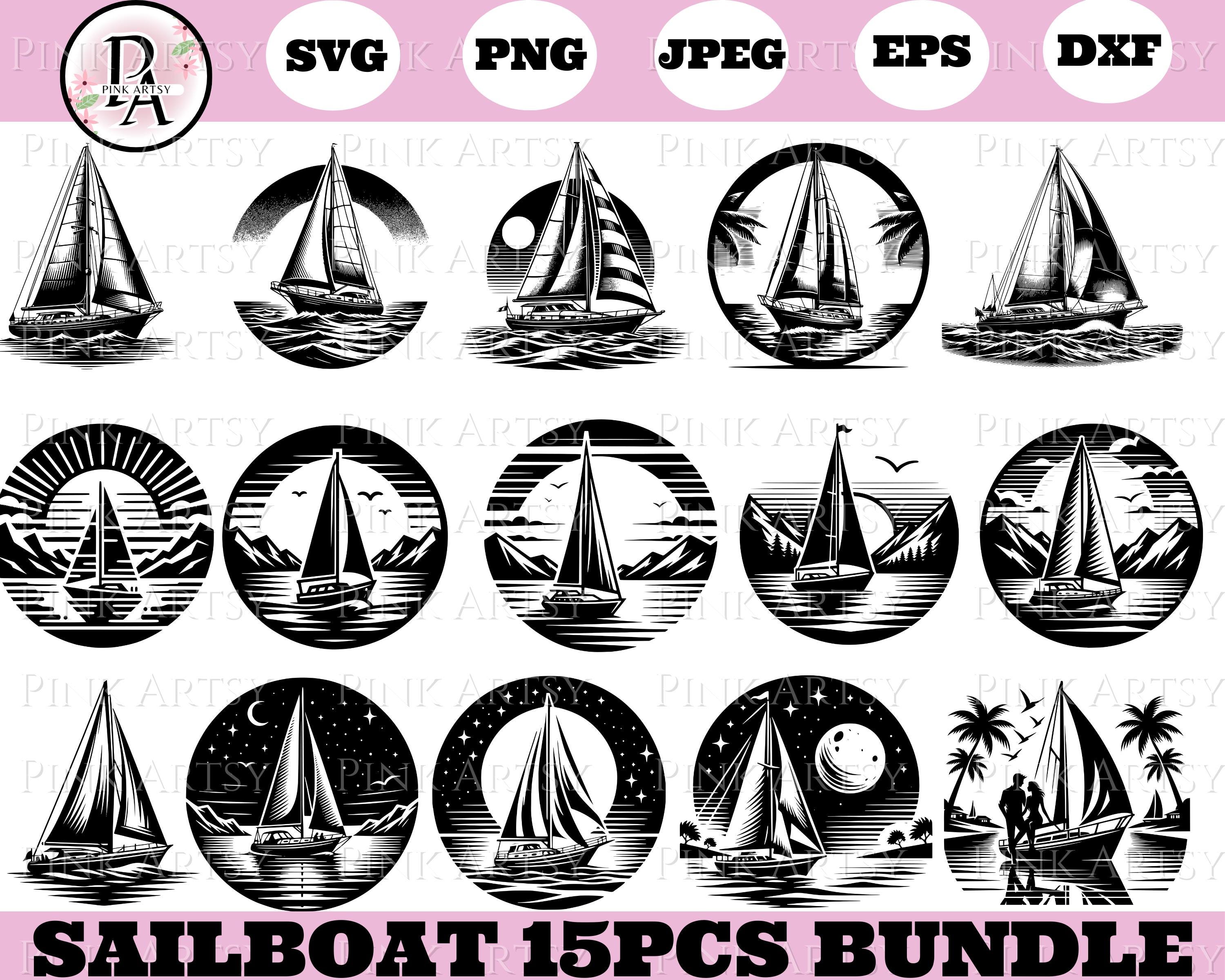 Sailboat Bundle Svg Png Jpeg Dxf Eps Sailing Clipart Sailing Cricut ...