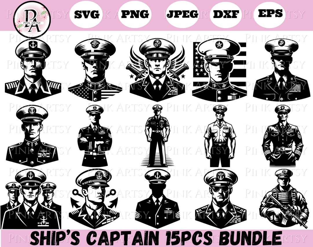 Ship Captain SVG Clipart Bundle: Sea Captain Vector Art (digital ...