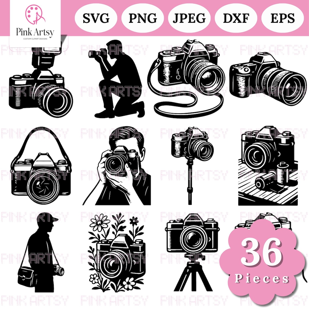 SLR Camera SVG Pack: Retro Camera Clipart Bundle (digital Download) - Etsy