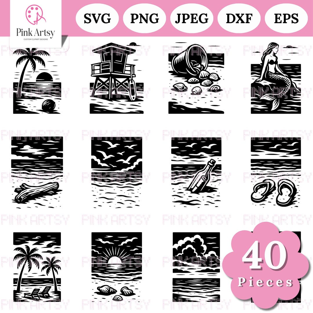 Ocean Beach SVG Bundle: 40 Custom Cricut Files (digital Download) - Etsy