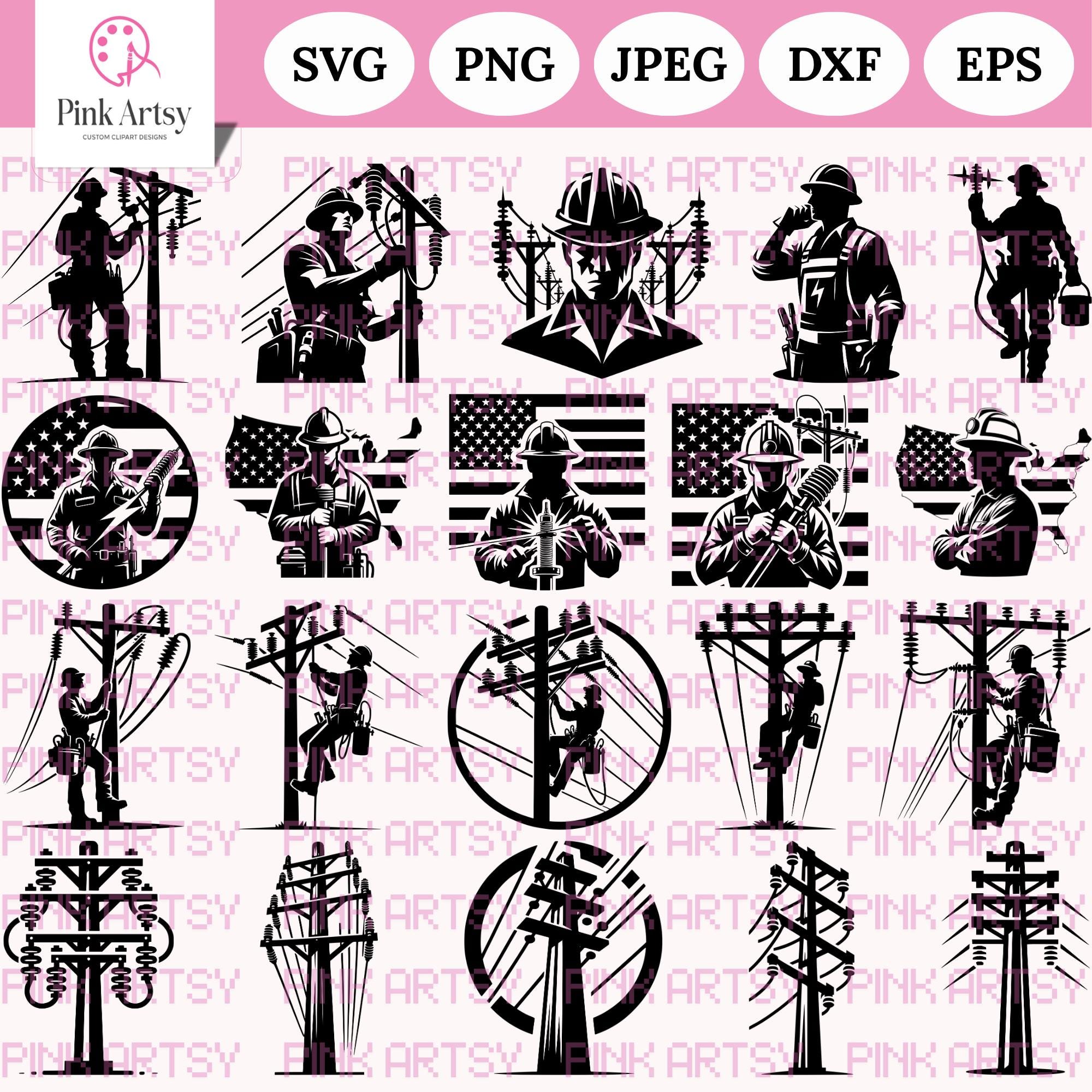 Lineman SVG PNG Bundle: 20 Designs, Cricut Silhouette Cut Files ...