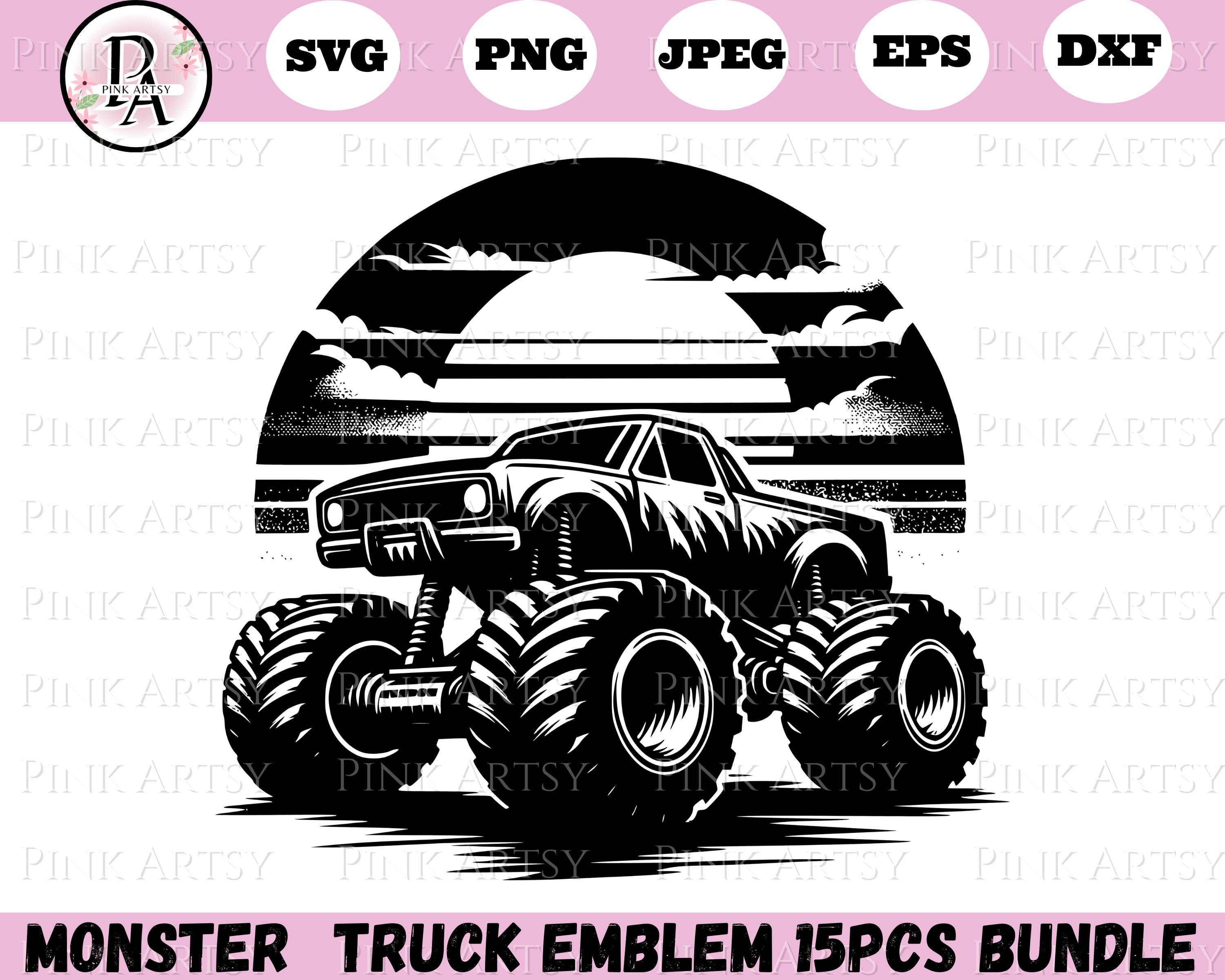 Monster Truck Emblem Bundle Svg Png Jpeg Monster Truck Sunset Monster ...