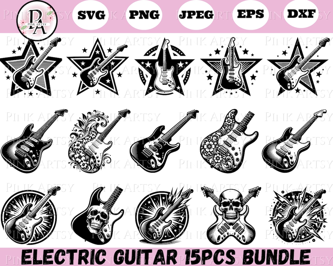 Electric Guitar Bundle Svg Png Jpeg Dxf Eps Electric Guitar Music Band ...