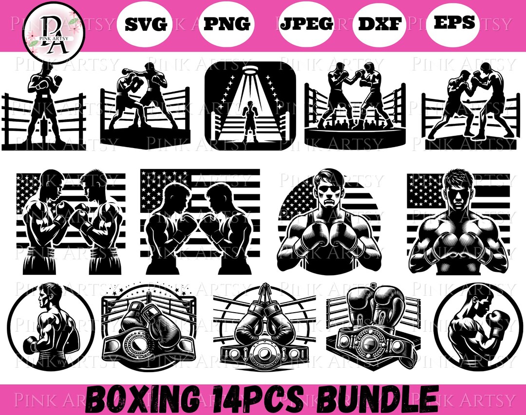 Boxing Bundle Svg Png Jpeg Dxf Eps Boxing Face off USA Svg Boxing Pose ...