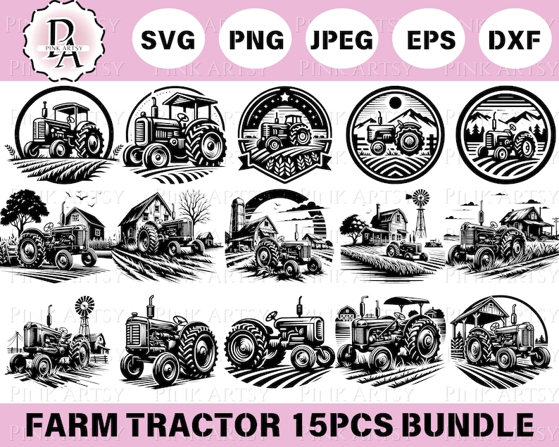 Farm Tractor SVG Bundle: Retro Clipart (digital Download) - Etsy