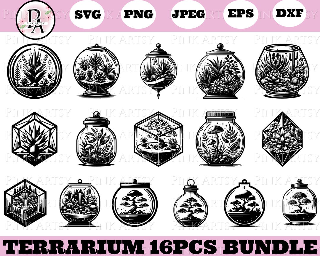 Terrarium Plant Bundle Svg Png Terrarium Clipart Terrarium Bonsai ...