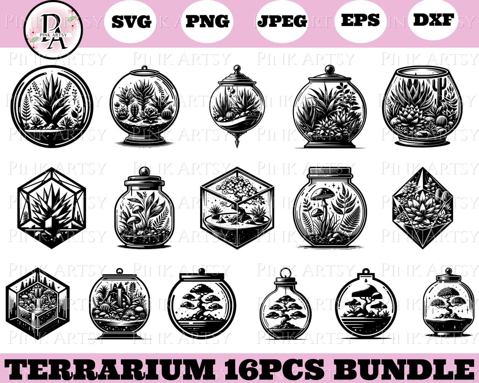 Terrarium Plant Bundle Svg Png Terrarium Clipart Terrarium Bonsai ...