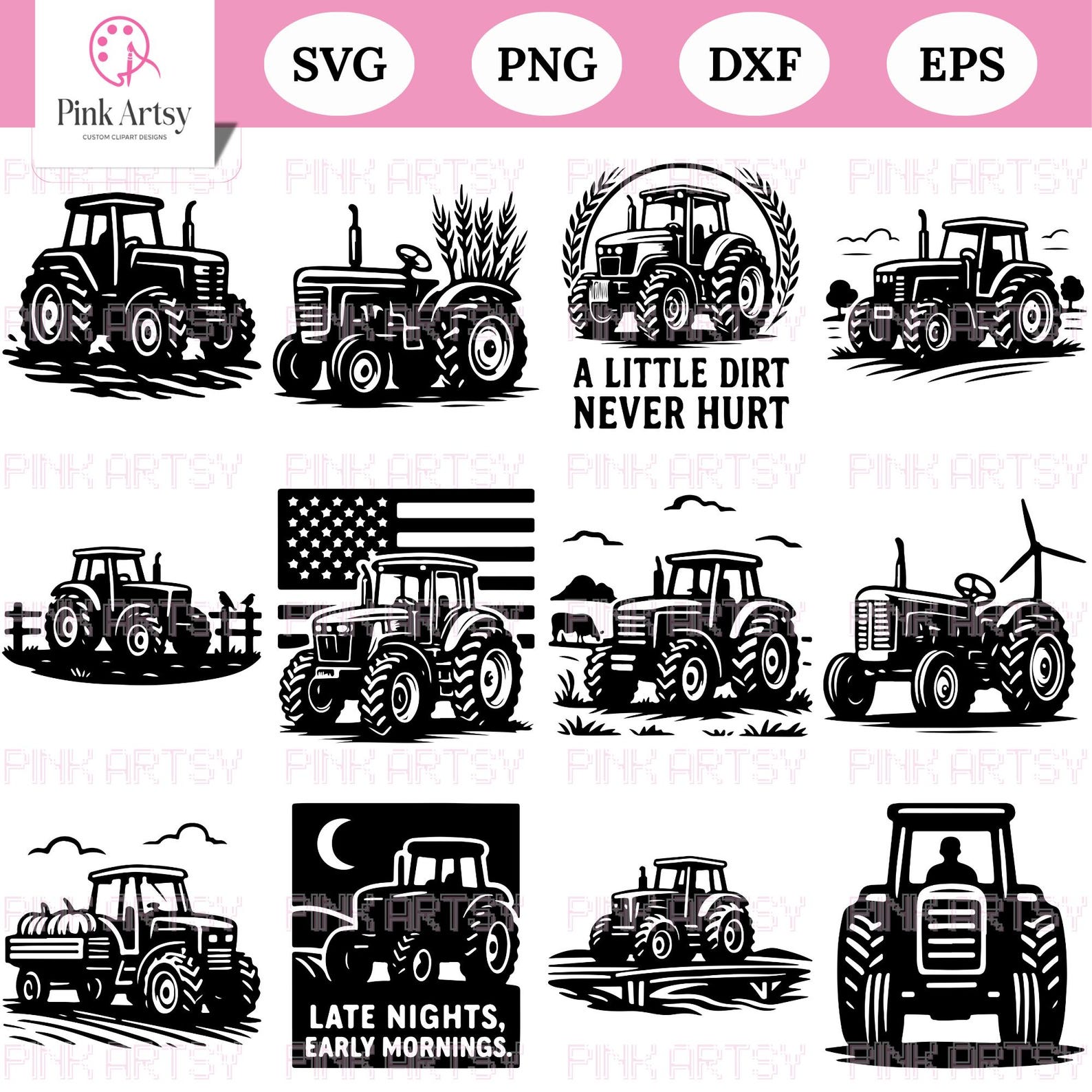 Farm Tractor SVG Bundle: Vintage & Modern Silhouettes (digital Download ...