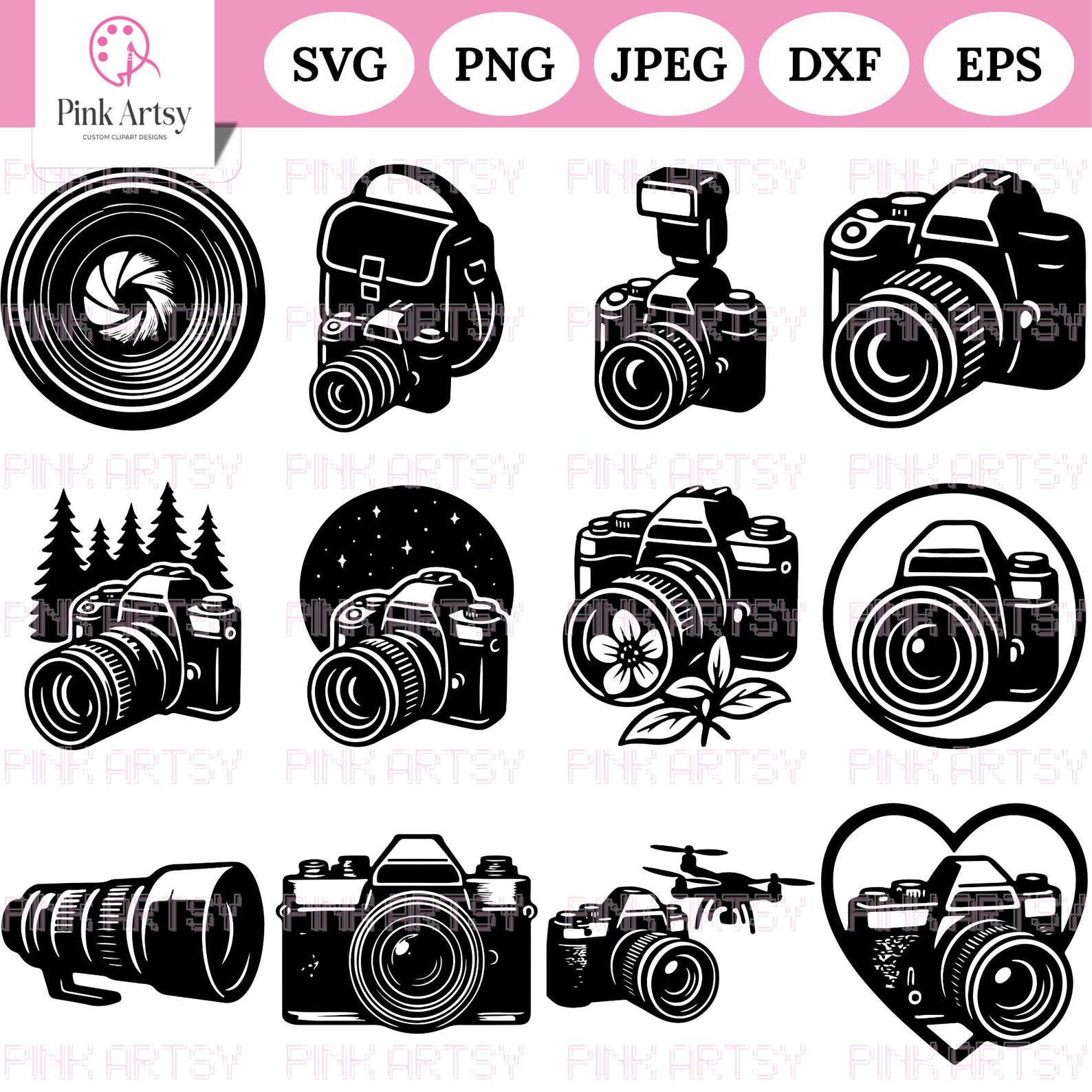 SLR Camera SVG Pack: Retro Camera Clipart Bundle (digital Download) - Etsy