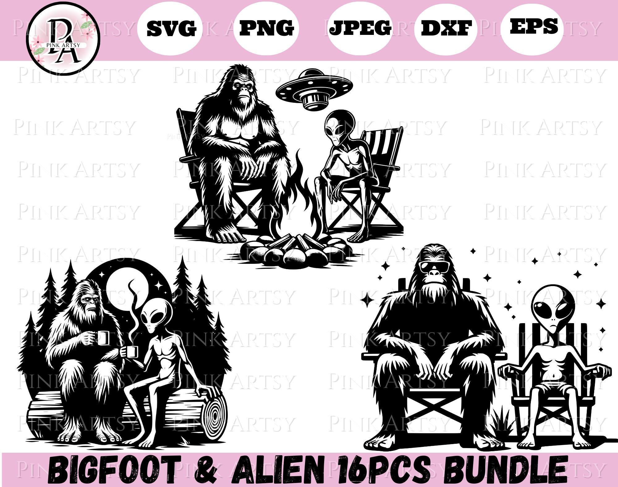 Bigfoot and Alien Friendship Bundle Svg Png Jpeg Dxf Eps Bigfoot and ...