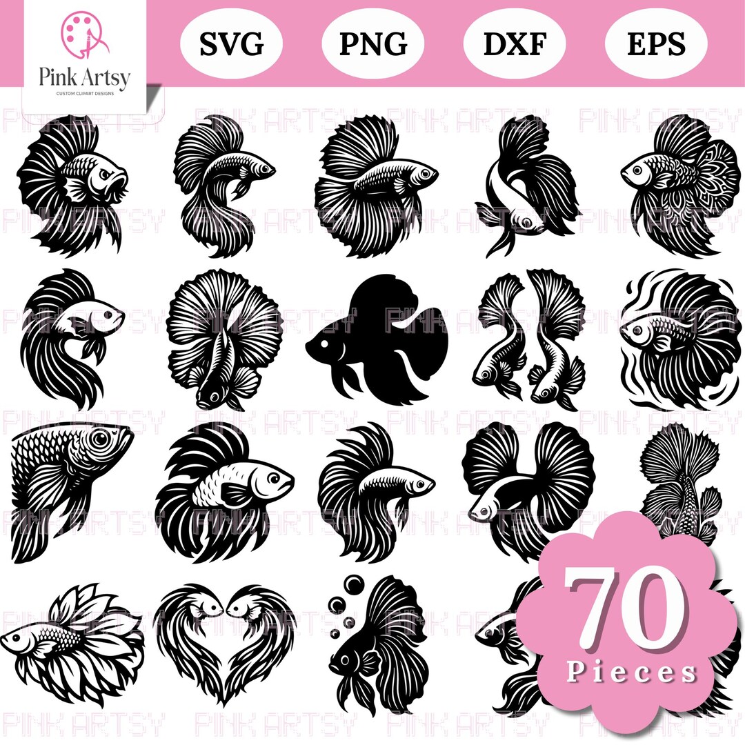 Betta Fish SVG Clipart Bundle | Freshwater Fish Aquarium Pet PNG ...