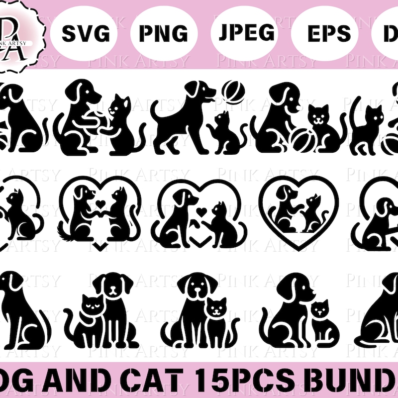 Dog and Cat Svg - Etsy