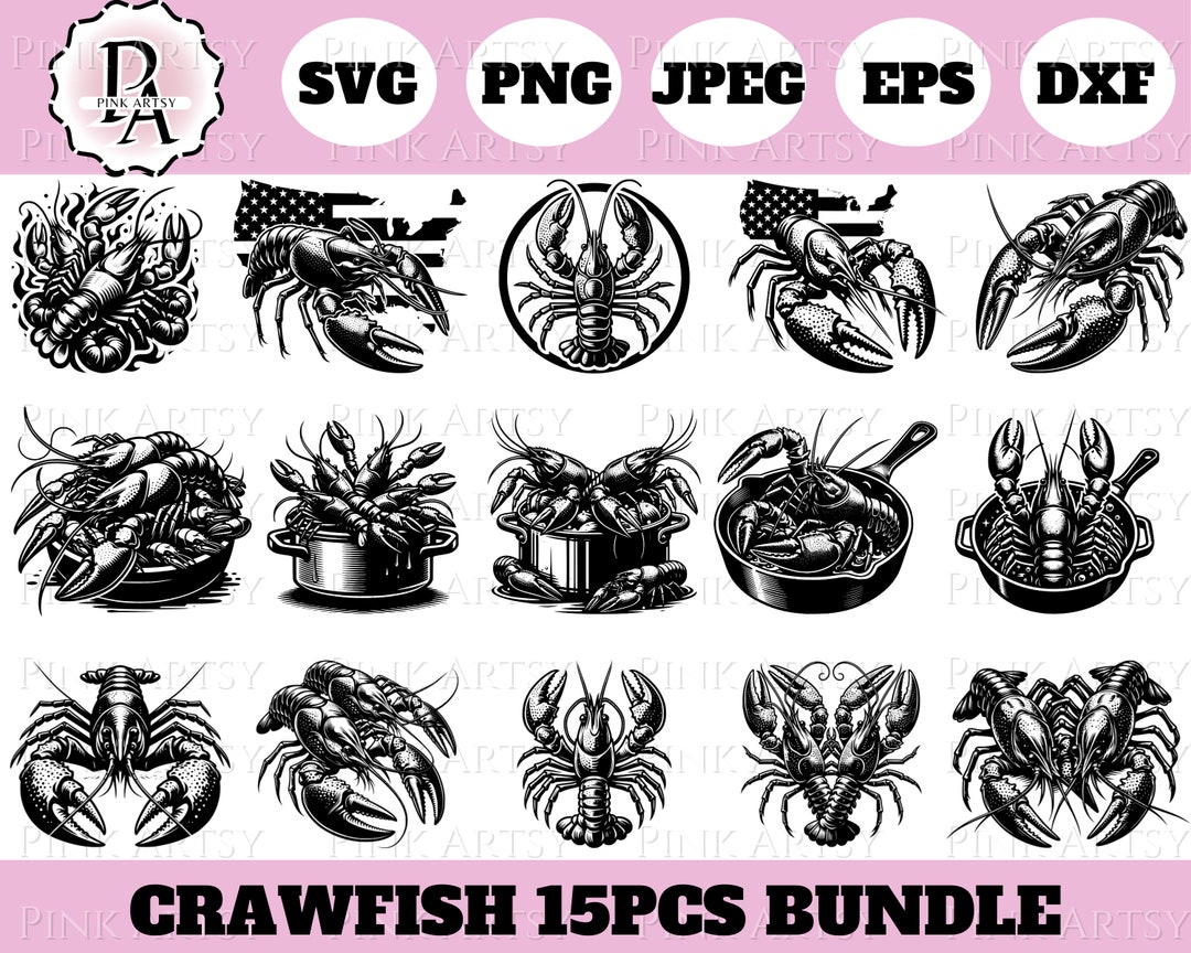 Crawfish Bundle Svg Png Jpg Dxf Eps Crawfish Boil Instant Download ...