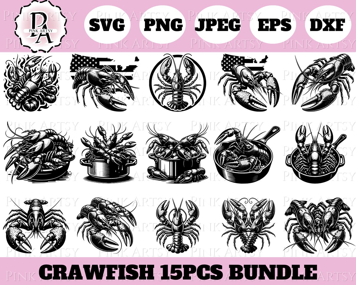 Crawfish Bundle Svg Png Jpg Dxf Eps Crawfish Boil Instant Download ...