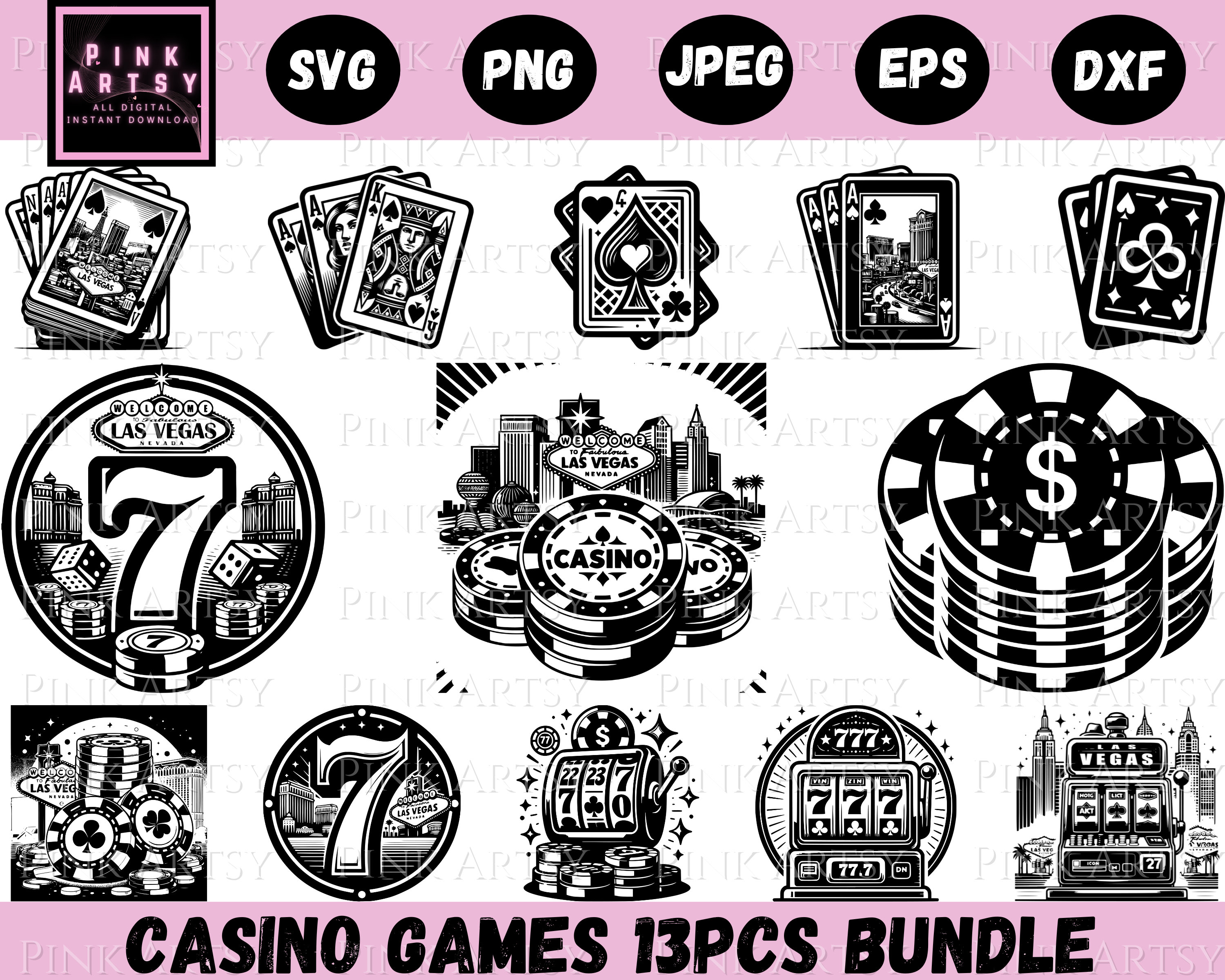 Las Vegas Svg Casino Svg Poker Svg Instant Download Cricut Vector ...