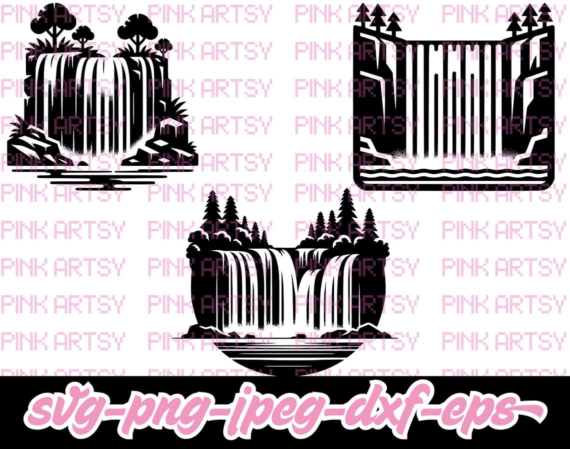 Waterfall Svg Png Jpeg Dxf Eps Waterfall Bundle Clipart Waterfall ...