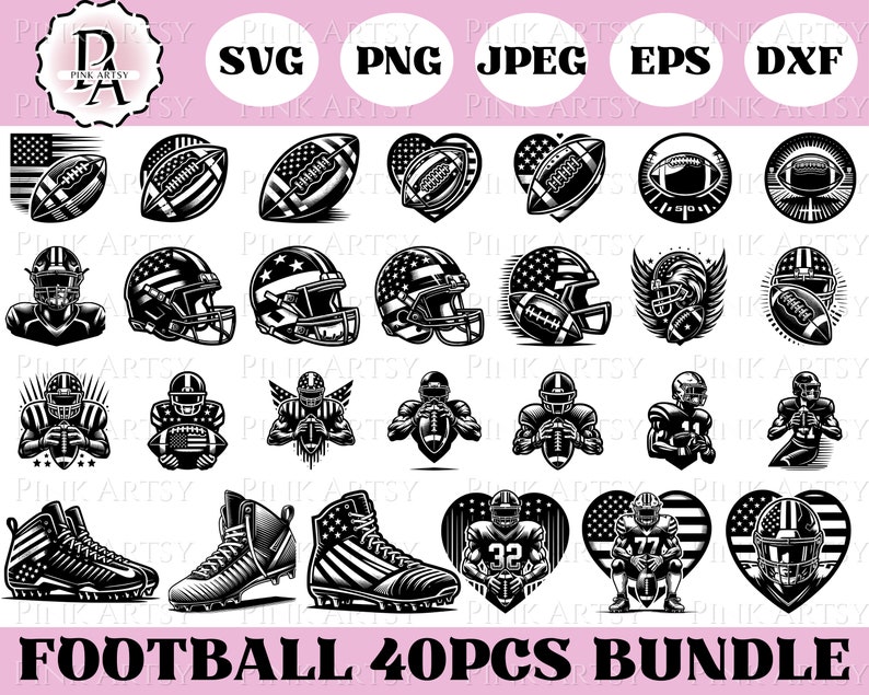 Football Clipart Bundle: Sport SVG PNG Vector (40pcs) (digital Download ...