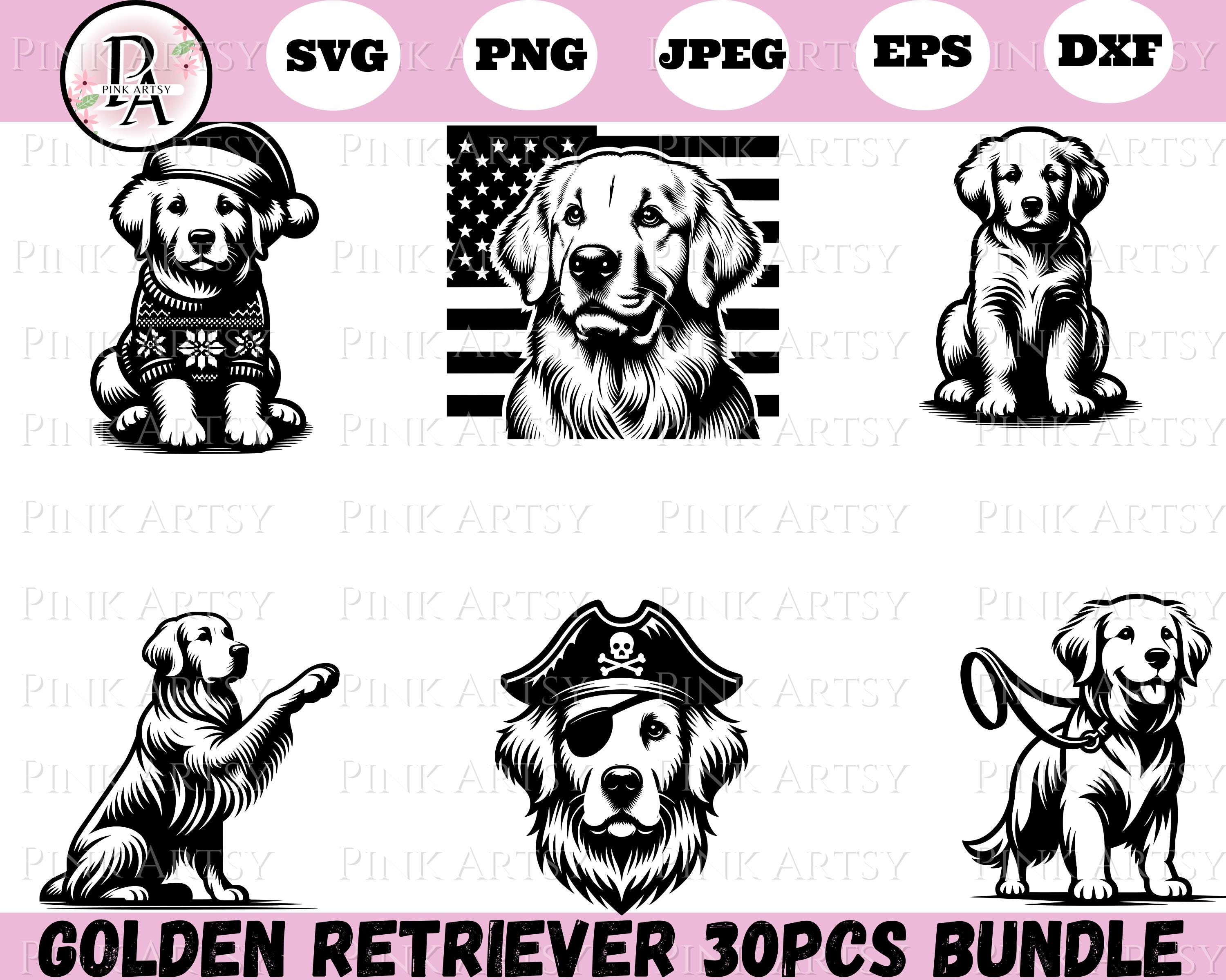 Golden Retriever Bundle Svg Png Golden Retriever Puppy Golden Retriever ...