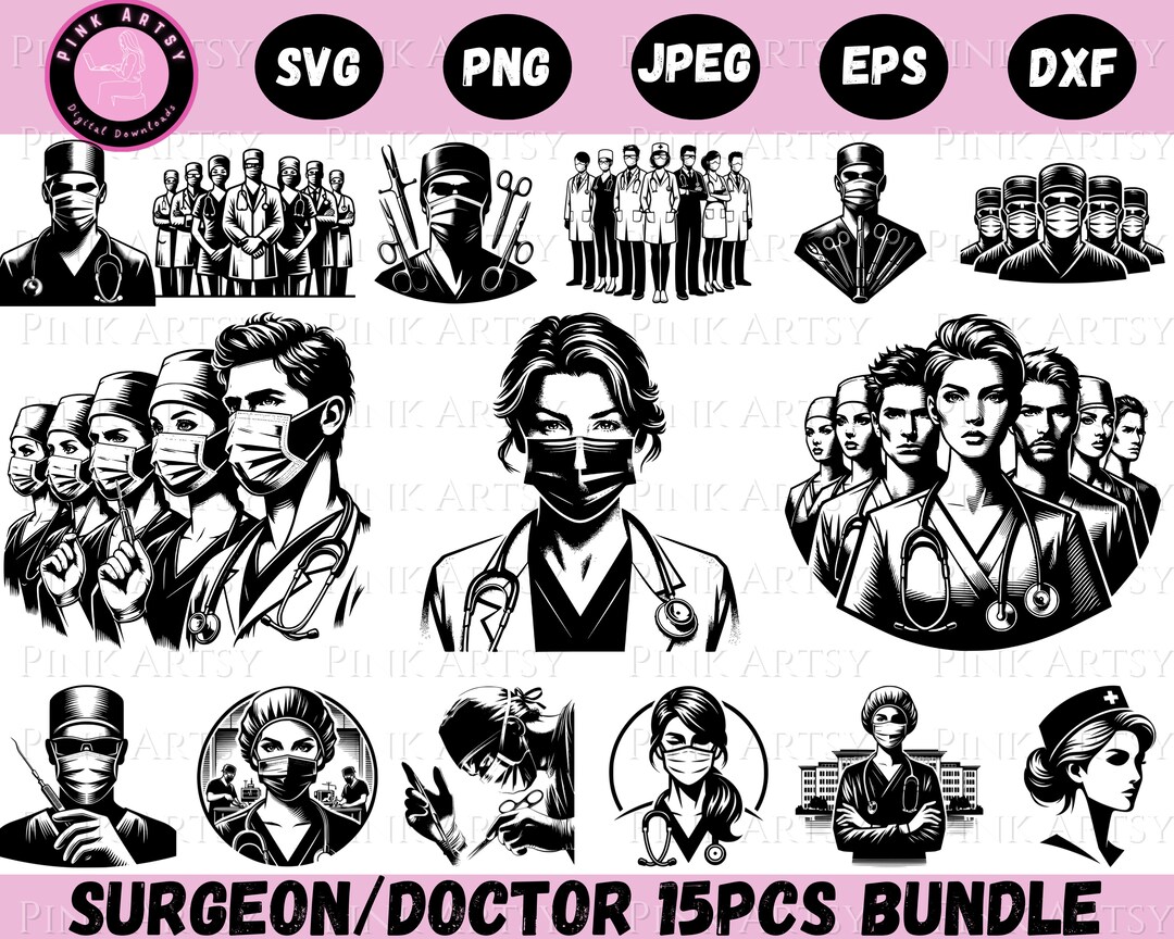 Surgeon Bundle Svg Png Jpg Dxf Eps Medical Doctor Female Doctor Male ...