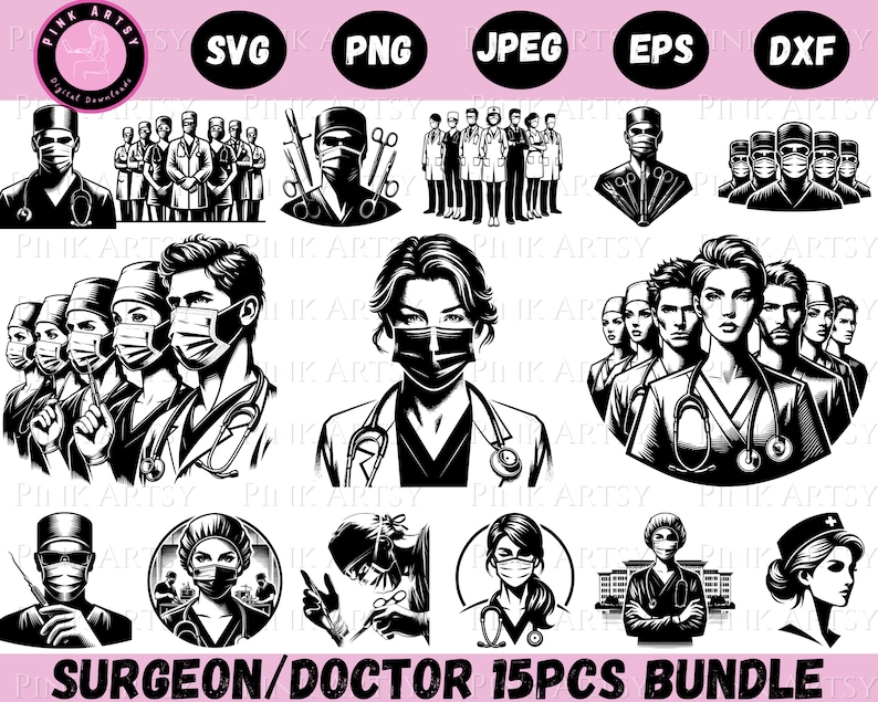 Surgeon Bundle Svg Png Jpg Dxf Eps Medical Doctor Female Doctor Male ...