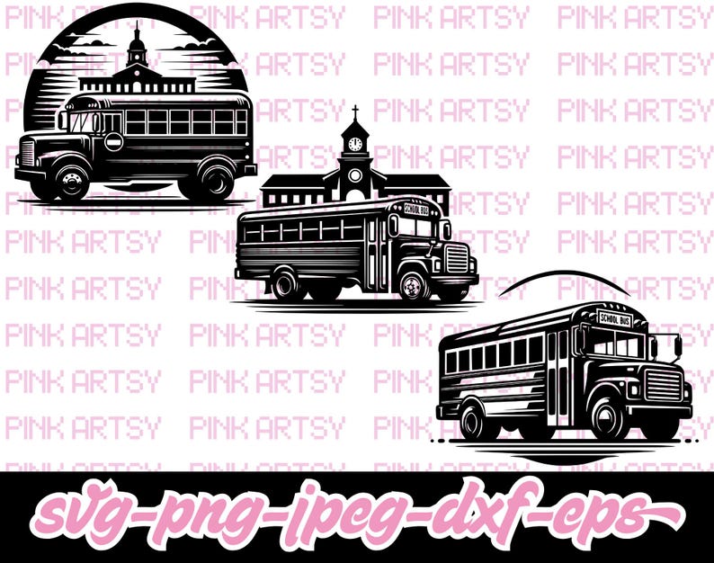 School Bus Bundle Svg Png Jpeg Dxf Ep School Bus Front View School Bus ...