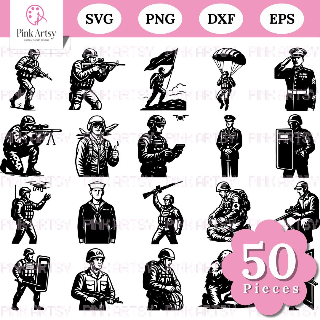 Men in Uniform SVG Bundle | Military Soldier, Police, Navy, Pilot ...