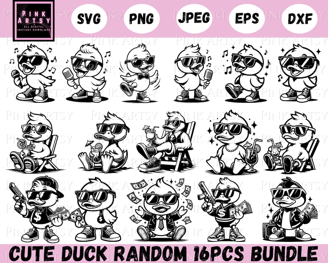 Cute Duck SVG Bundle | Dancing Duck Clipart | Cool Animal Cricut Files ...