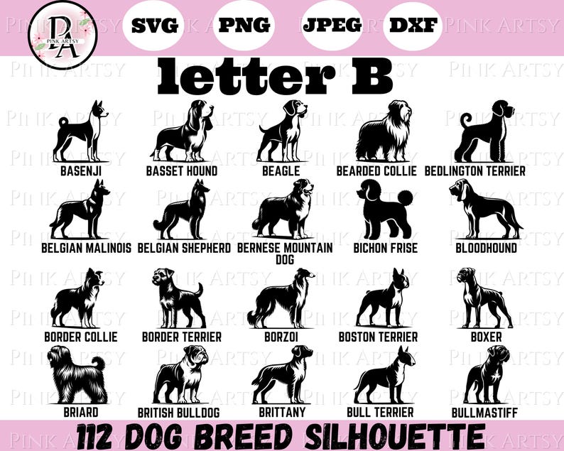 Dog Breed Silhouette SVG Mega Bundle (svg, Png, Jpeg, Dxf, Eps) - Etsy
