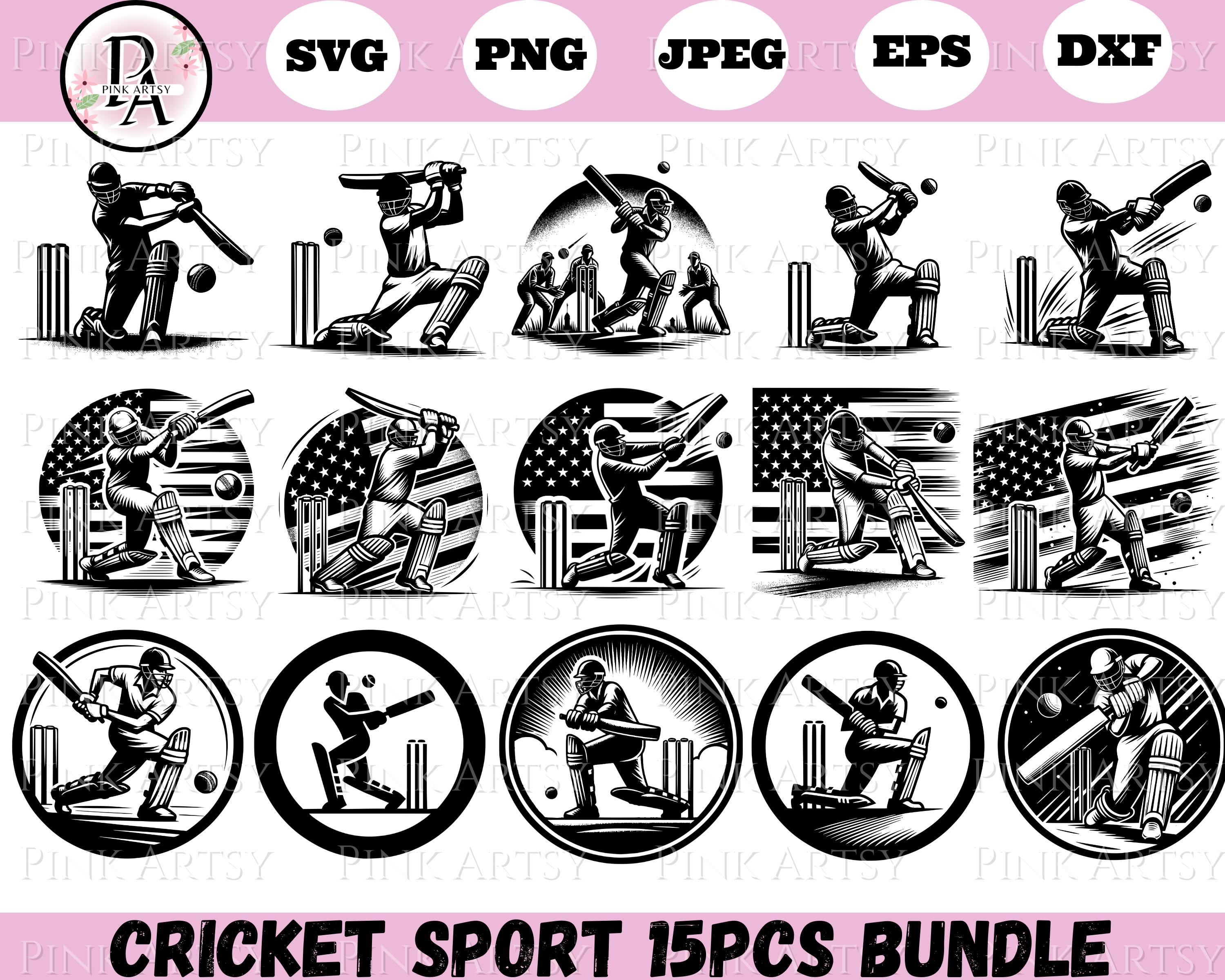 Cricket Sport Bundle Svg Png Jpeg Dxf Eps Cricket Game Clipart Cricket ...