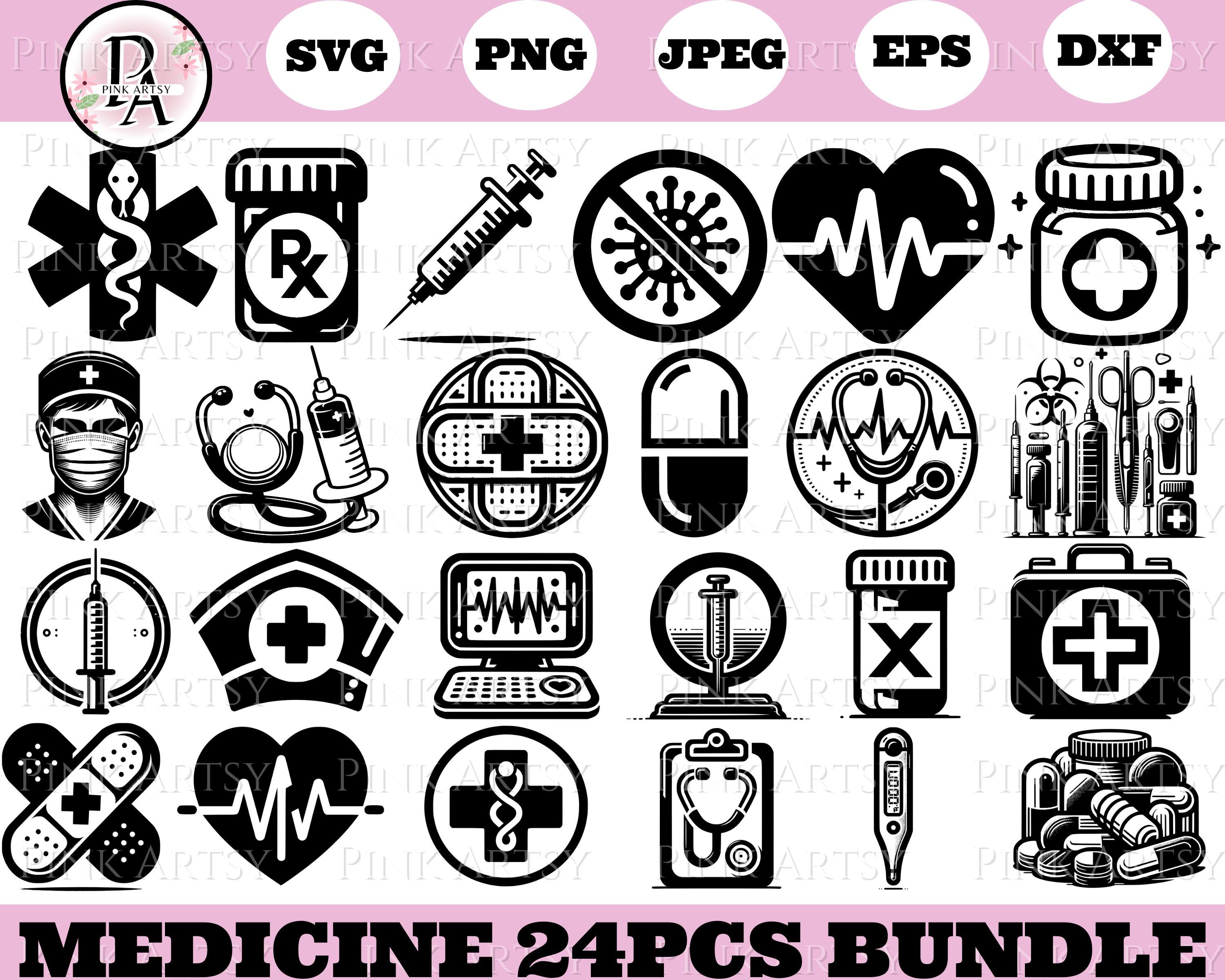 Medical Icon SVG Bundle: Medicine Clipart, Logo, Symbols (digital ...