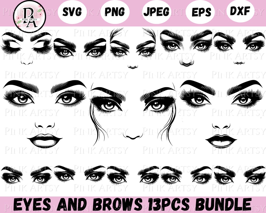 Eyelashes and Brows SVG Bundle (svg, Png, Jpeg, Eps, Dxf) Clipart ...
