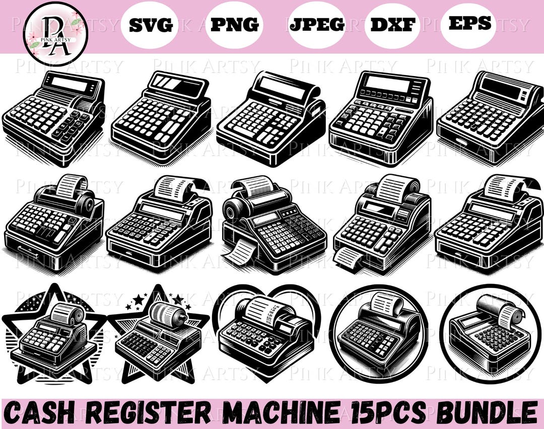 Cash Register Bundle Svg Png Jpeg Dxf Eps Cash Register Receipt Printer ...