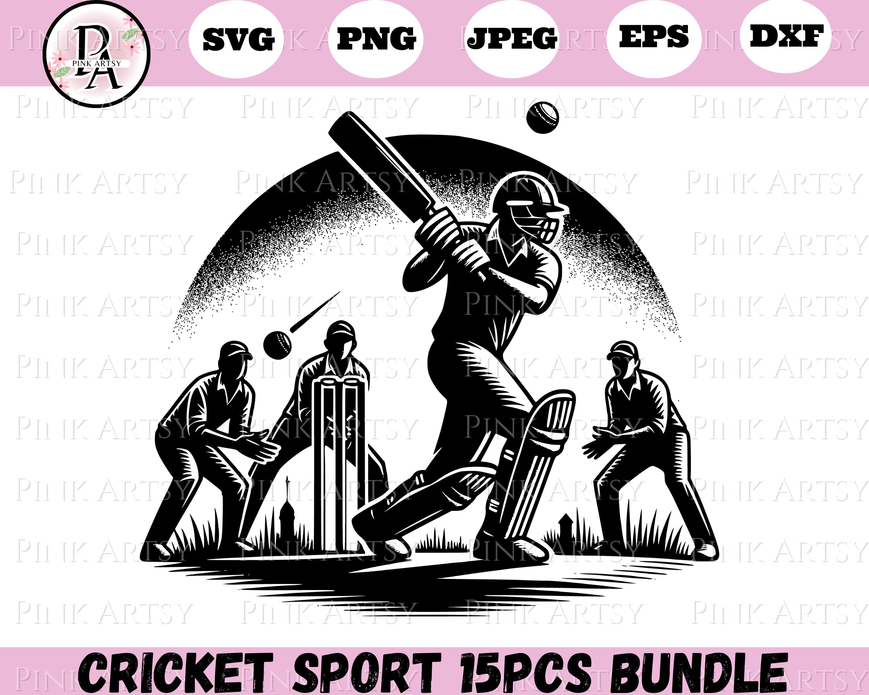 Cricket Sport Bundle Svg Png Jpeg Dxf Eps Cricket Game Clipart Cricket ...