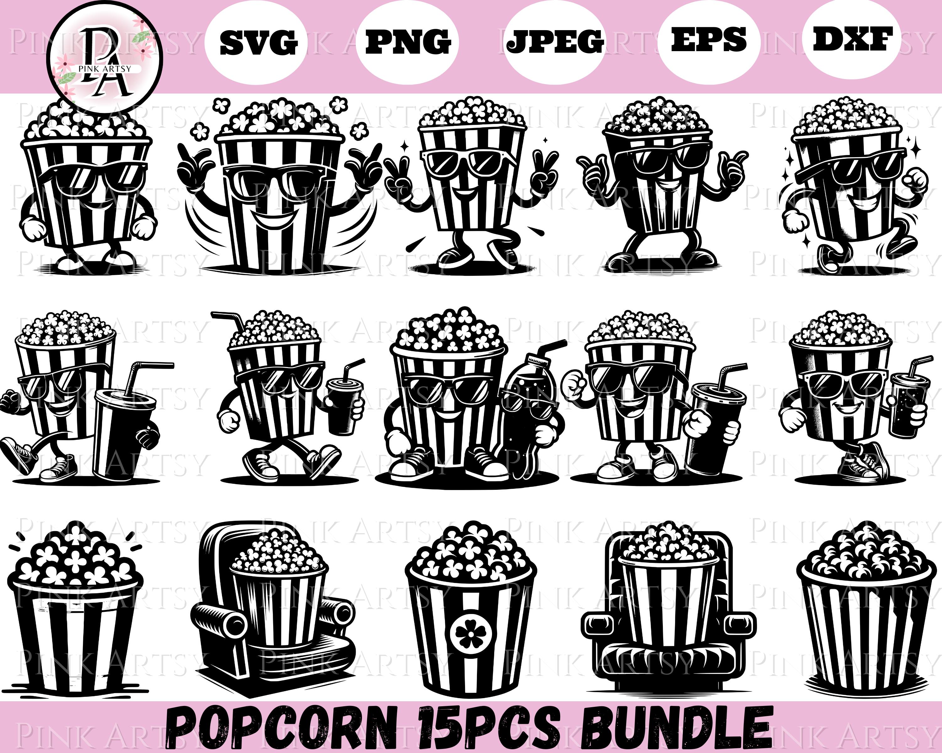 Dancing Popcorn Bundle Svg Png Jpeg Dxf Eps Dancing Popcorn Cinema ...