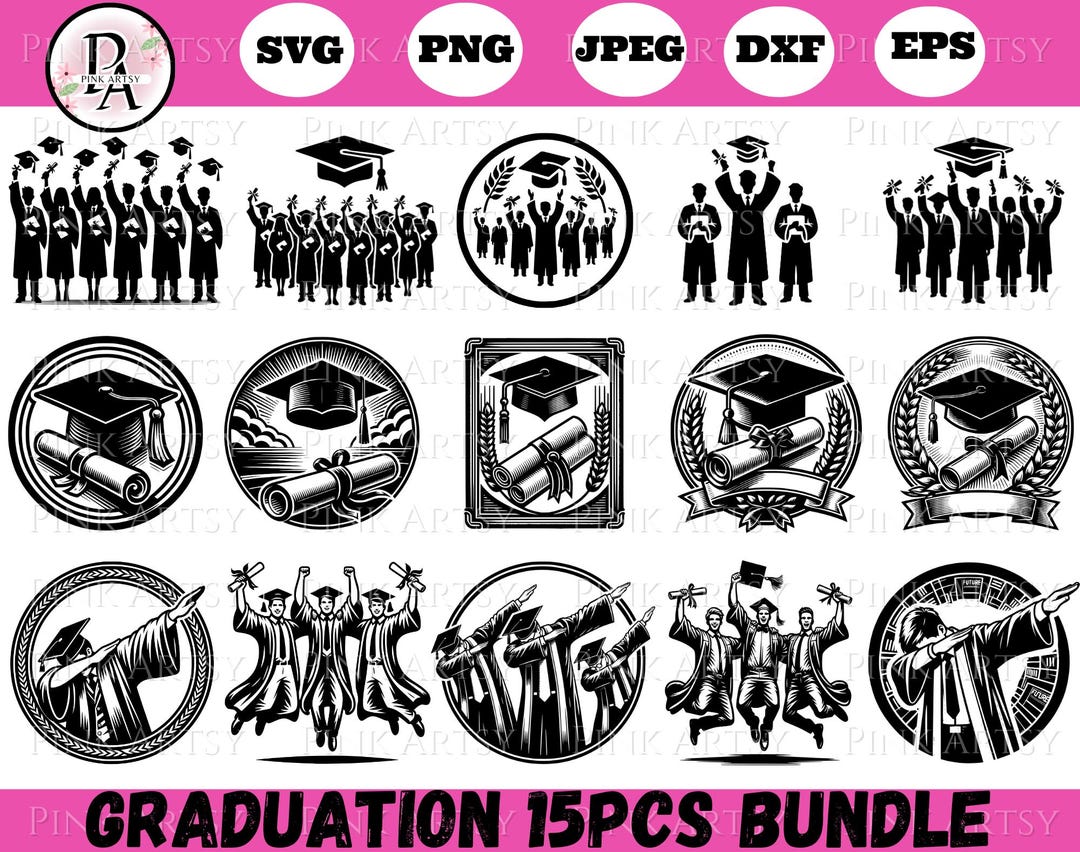 Graduation Bundle Svg Png Jpeg Dxf Eps Students Graduating Clipart ...