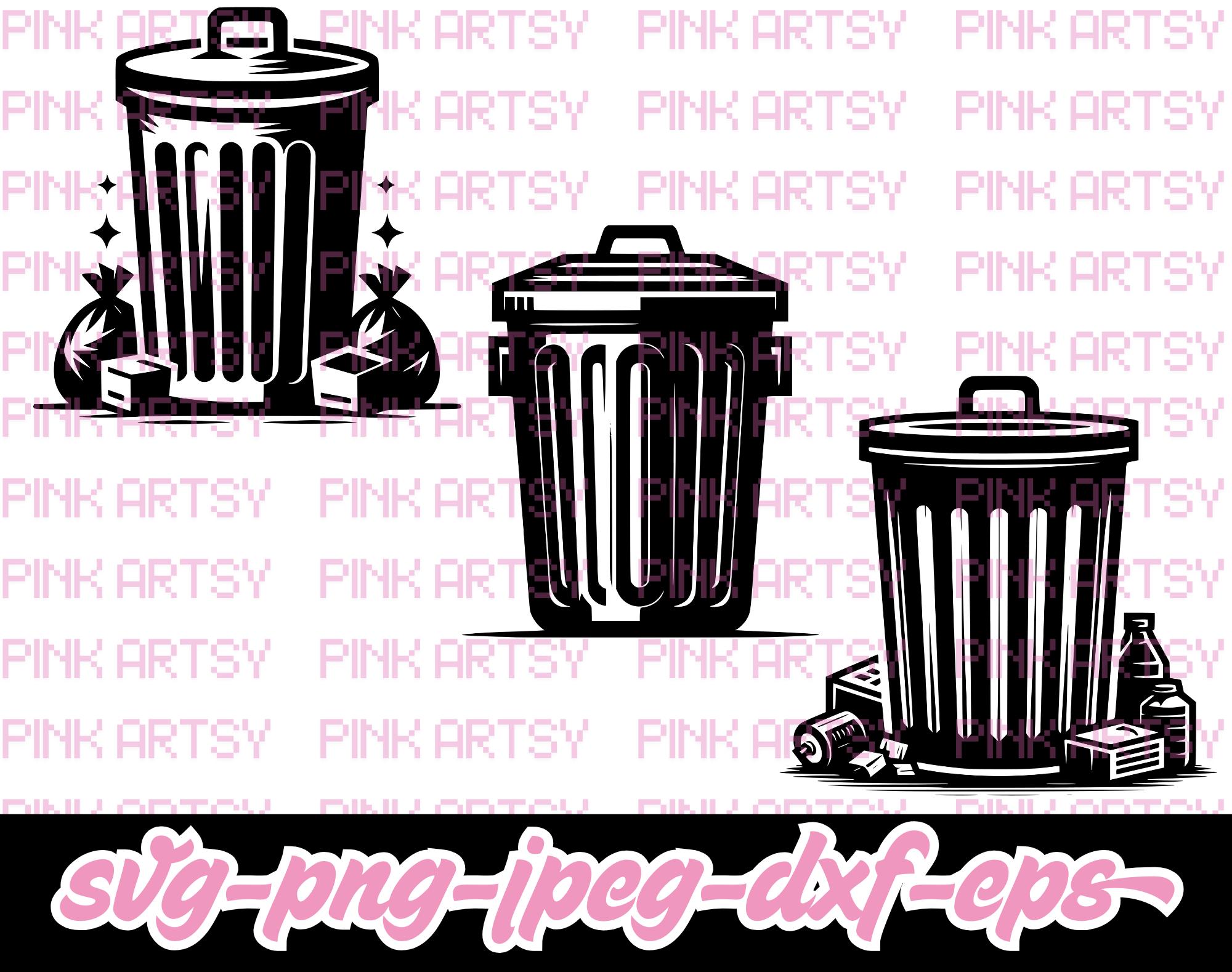 Trash Can Clipart Vector Bundle, Dancing Bin Silhouette (svg, Png, Jpeg ...