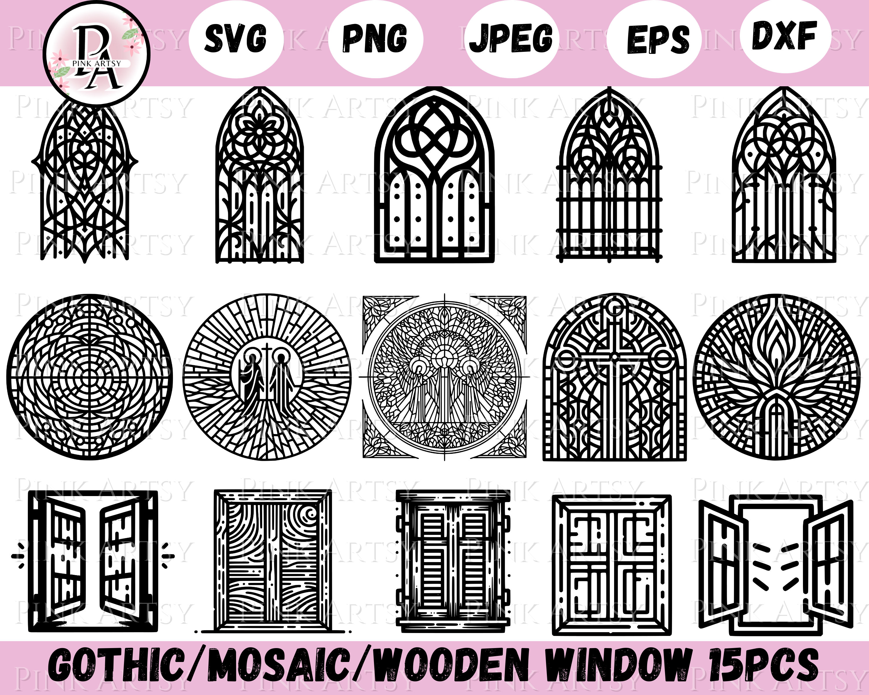 Window Svg Png Jpeg Dxf Eps Gothic Window Stained Glass Window Church ...