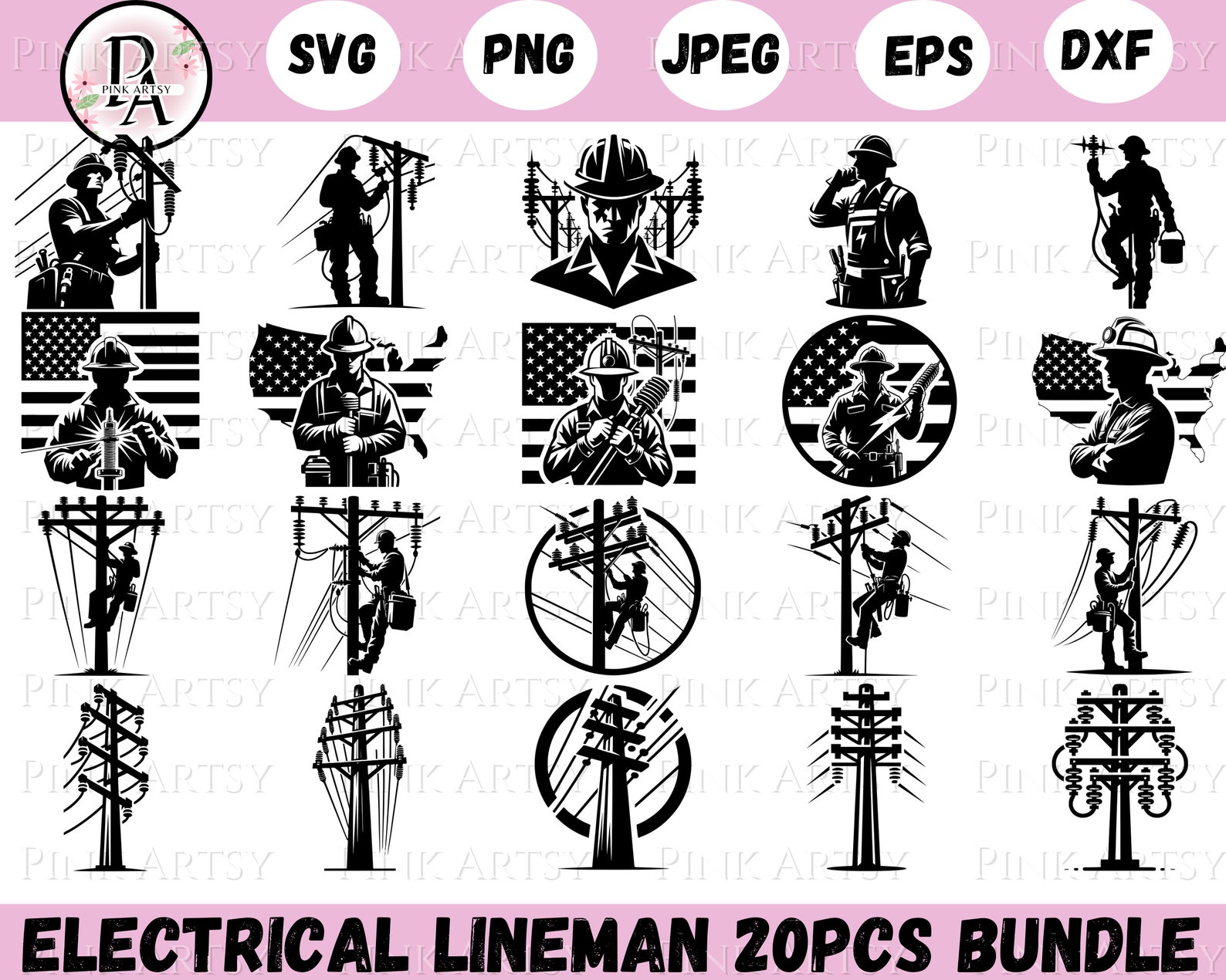 Lineman Svg Bundle Lineman Svg Png Jpeg Dxf Eps Electrical Lineman ...