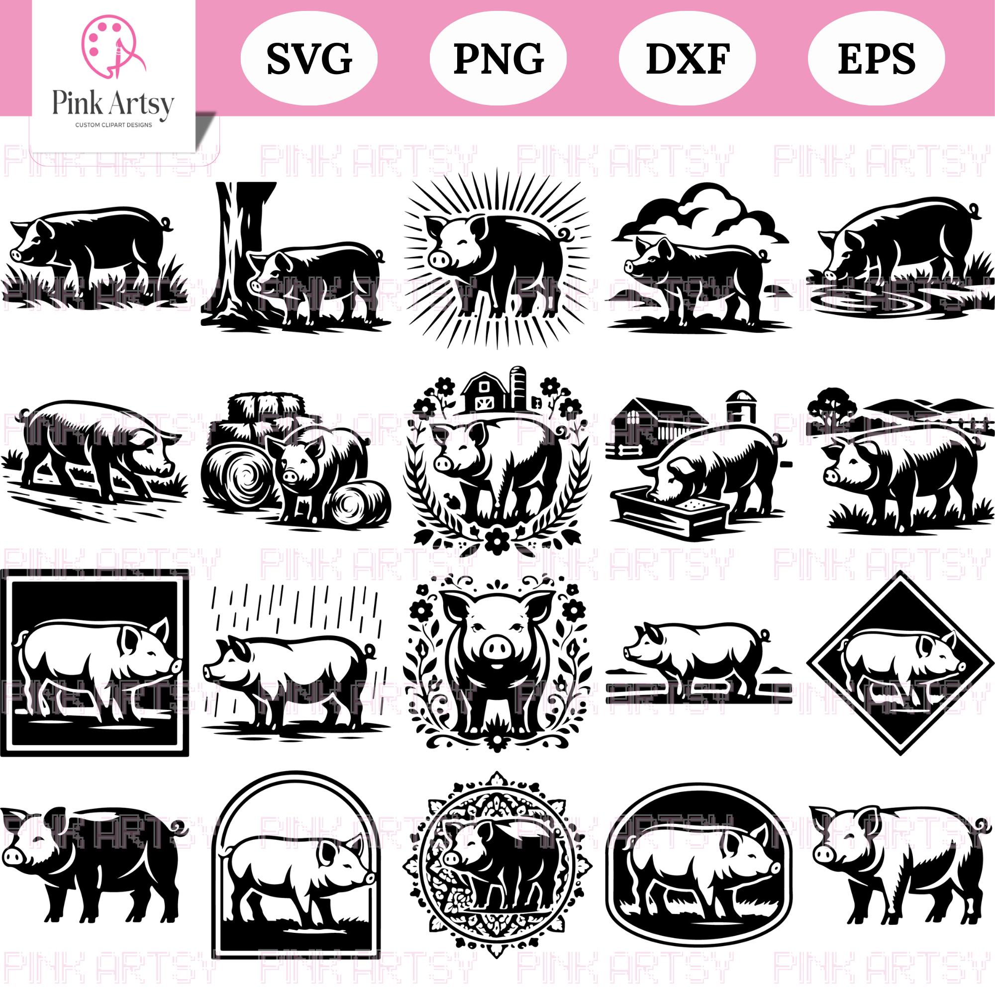 Pig SVG Clipart Bundle | Farm Animal Cut Files (digital Download) - Etsy
