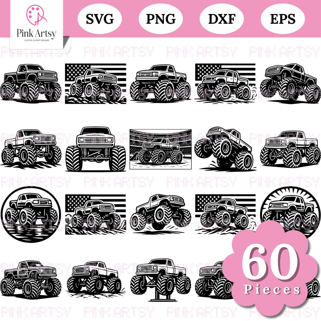 Monster Truck SVG Bundle | Off-road Vehicle Clipart (digital Product ...