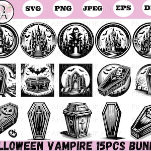 Halloween Vampire Bundle Svg Png Vampire Coffin Vampire Casket Vampire ...