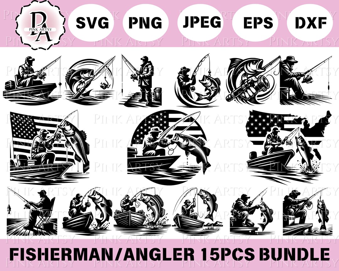 Fisherman SVG Bundle: Fishing Boat Clipart (digital Download) - Etsy