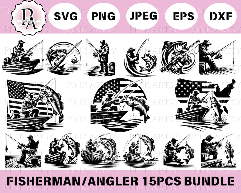 Fisherman Bundle Svg Png Jpg Dxf Eps, Fisherman Angler Svg Fisherman ...