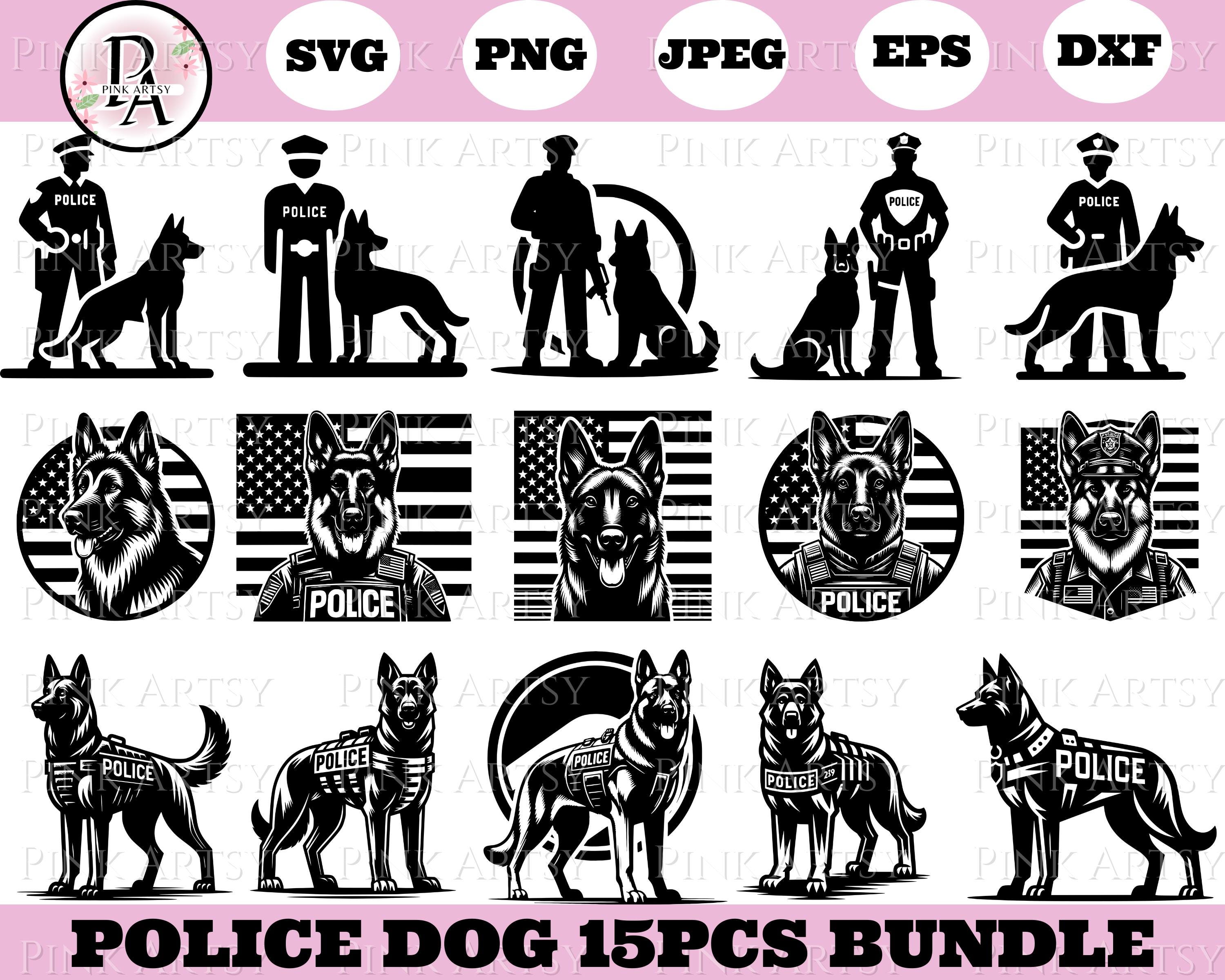 Police Dog Bundle Svg Dog Silhouette Police Dog Belgian Malinois ...