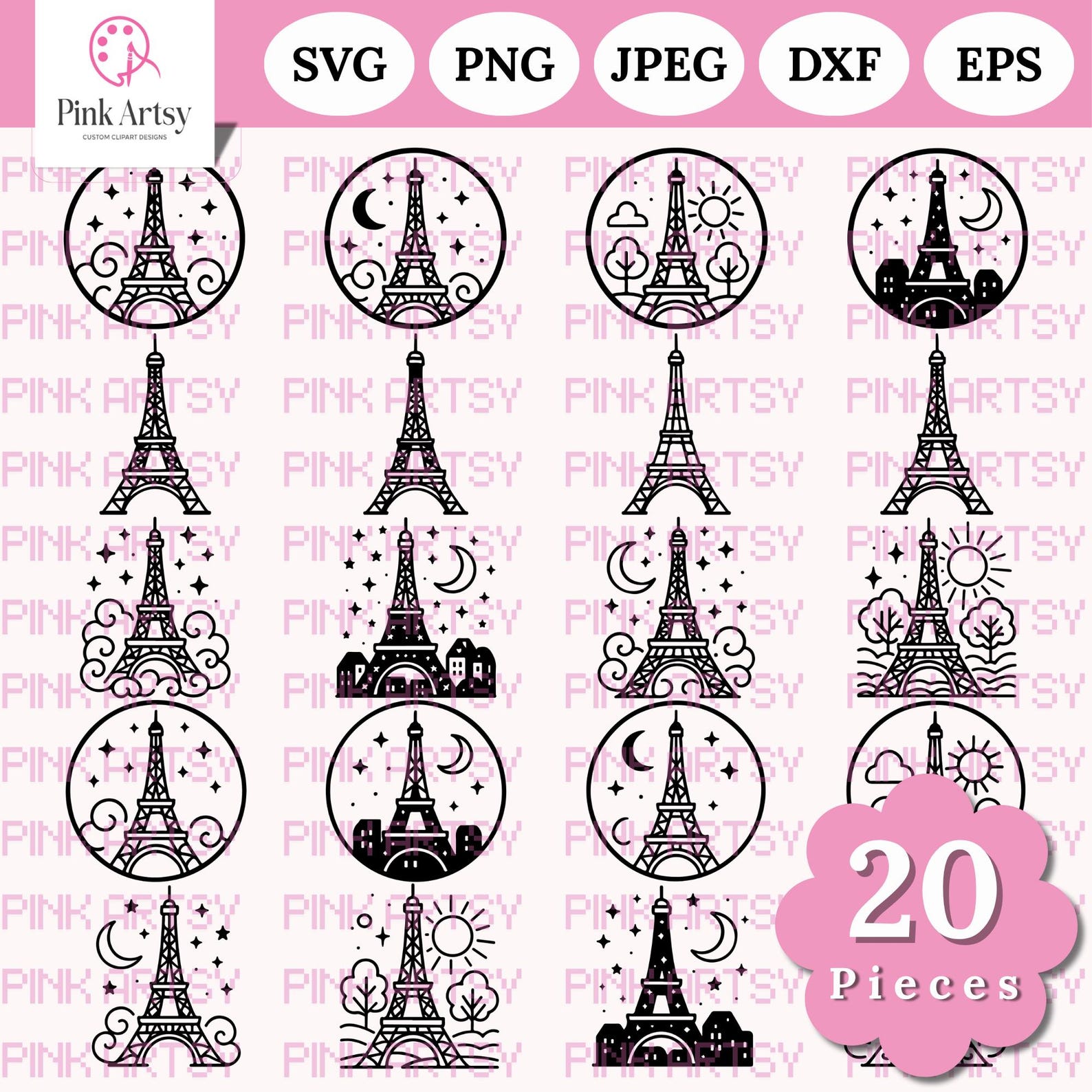 Eiffel Tower SVG Bundle – Paris France Landmark Laser Cut Files ...