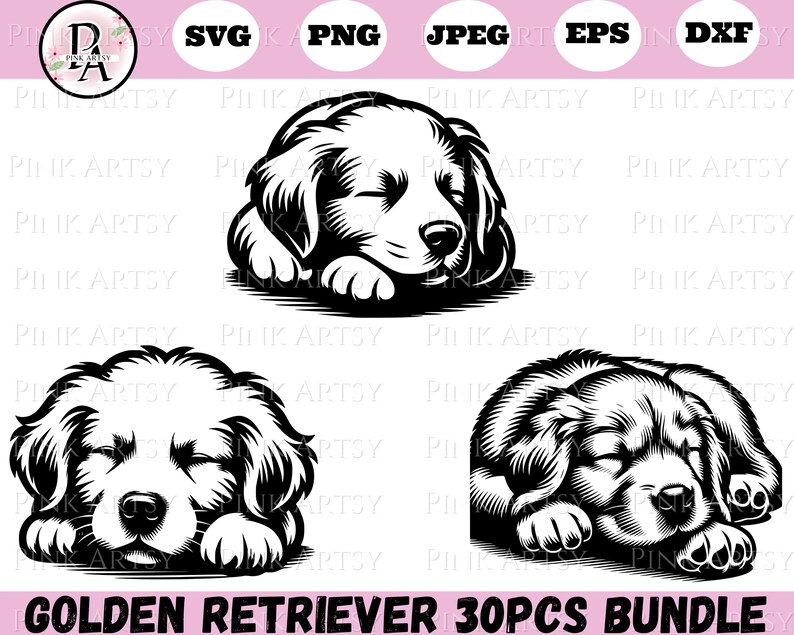 Golden Retriever Bundle Svg Png Golden Retriever Puppy Golden Retriever ...