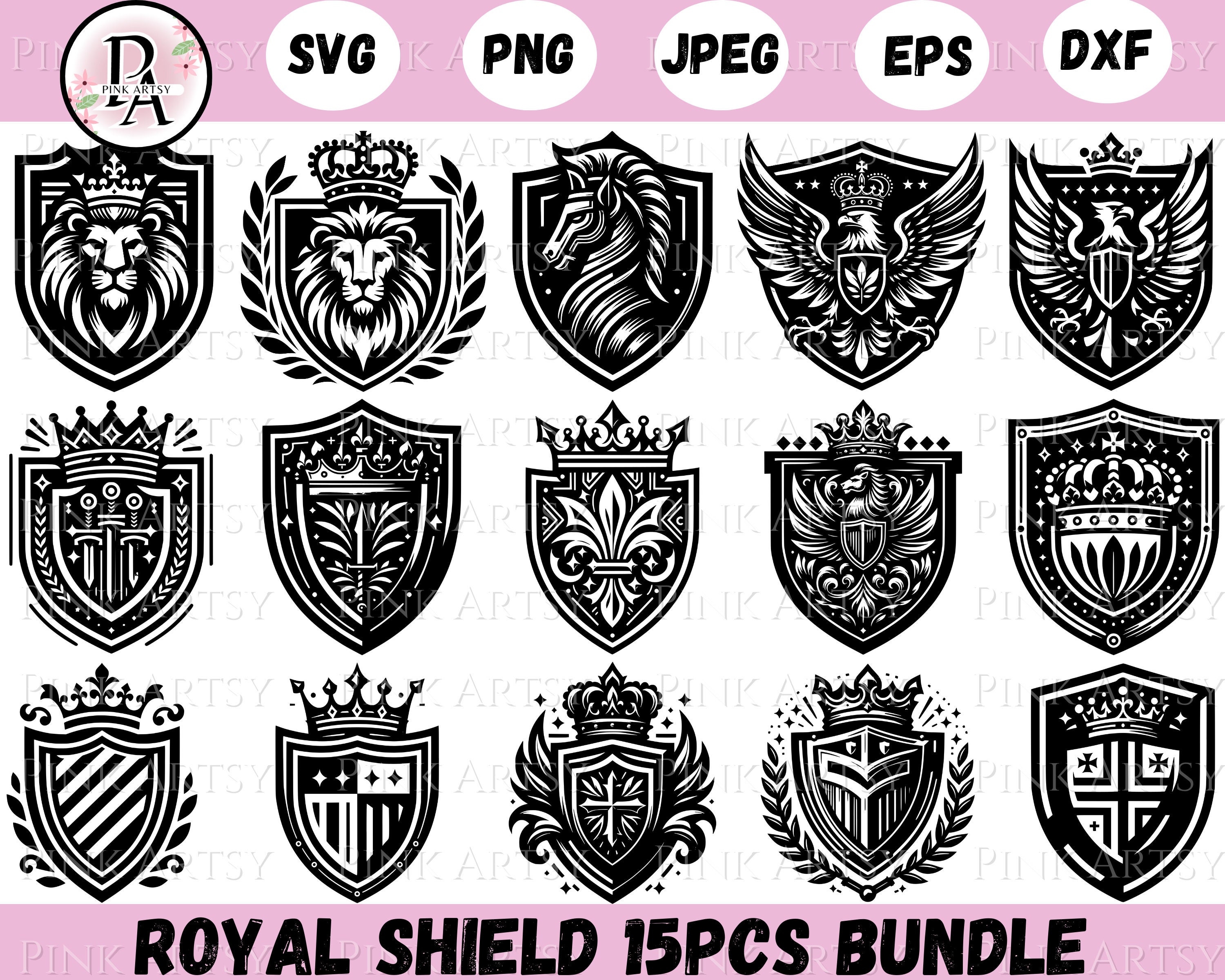 Shield Svg Png Jpeg Dxf Eps Royal Shield Clipart Shield Vector Royal ...