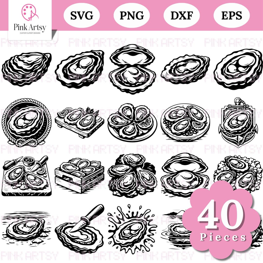 Oyster SVG Clipart Bundle | Seashell, Nautical Cut Files (digital ...