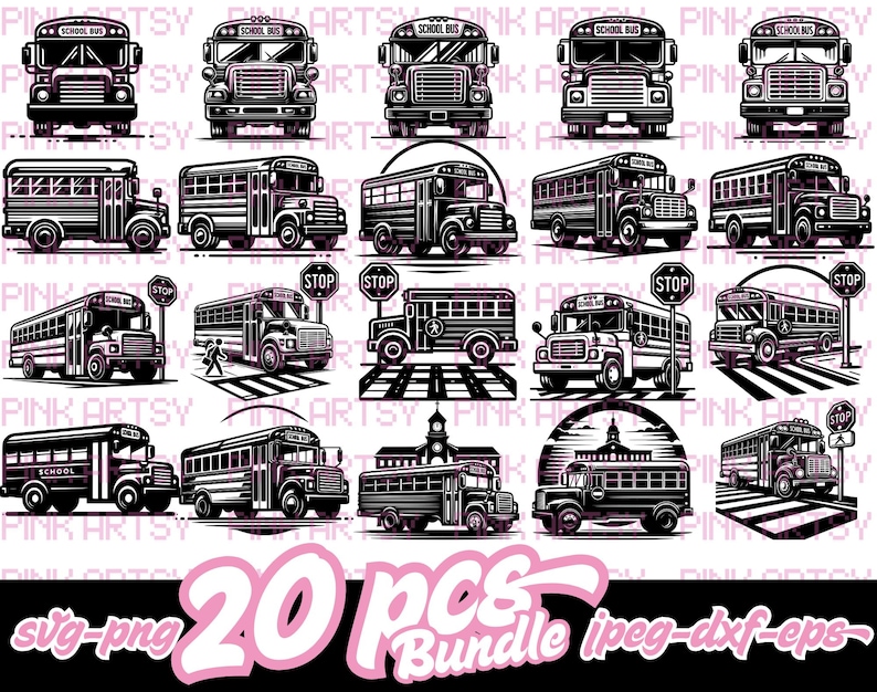 School Bus Bundle Svg Png Jpeg Dxf Ep School Bus Front View School Bus ...