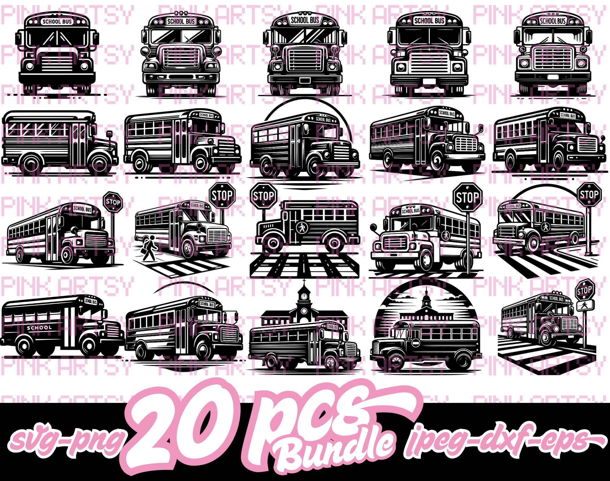 School Bus Bundle Svg Png Jpeg Dxf Ep School Bus Front View School Bus ...